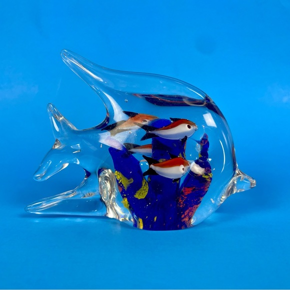 Art | Murano Style Glass Angelfish Aquarium Fish Tank Paperweight Art ...